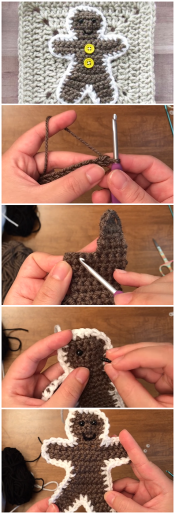 Crochet Gingerbread Man - Christmas Granny Afghan - Tutorial + Free ...