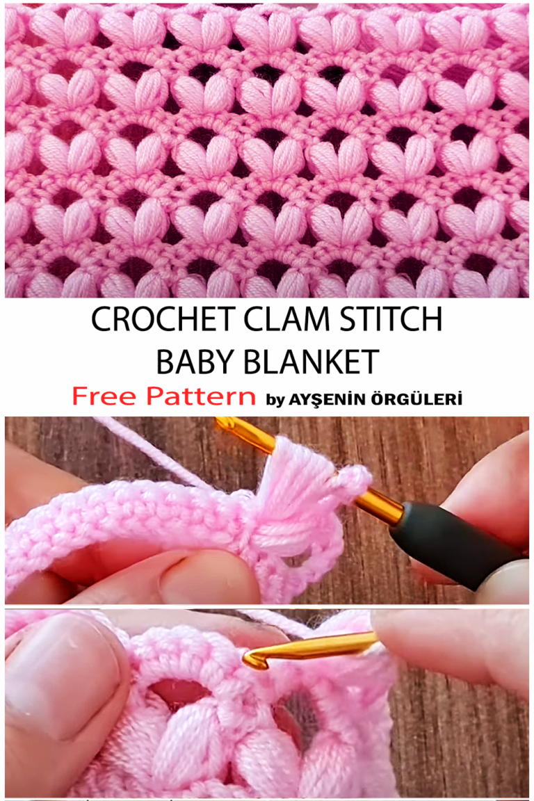 How To Crochet Clam Stitch - Free Pattern For Beginners - Crochetaholic